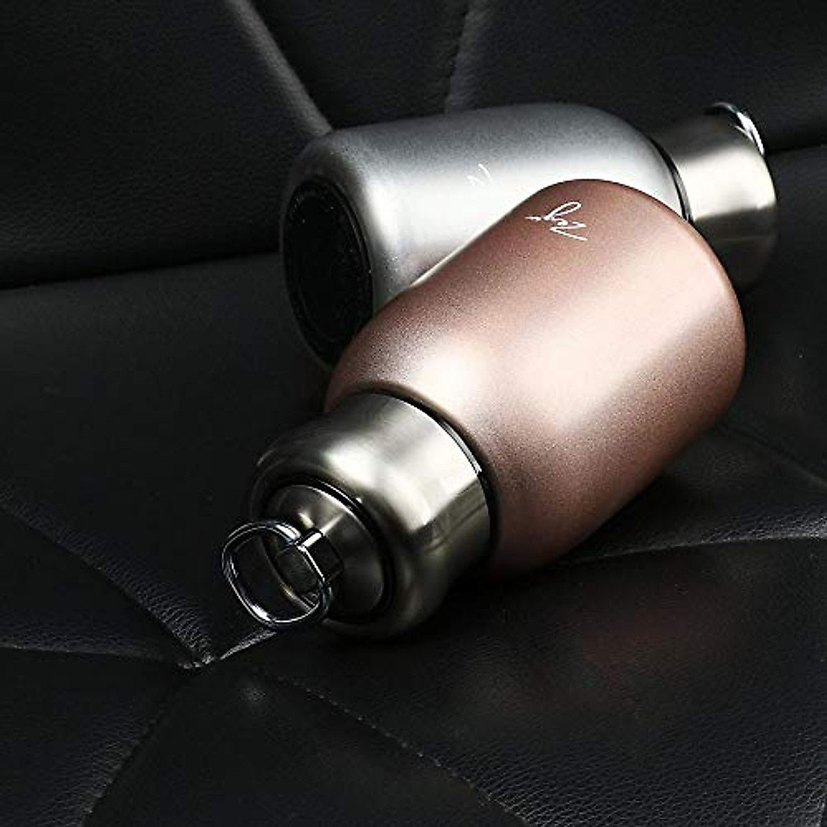 Mini Water Bottles,9 oz Vacuum Thermo Bottle with Leakproof Stainless Water Flask for Coffee Hot and Cold Drink,Portable Sport (Rose gold color)