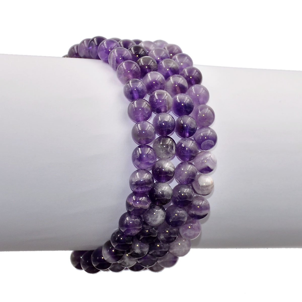 AD Beads Natural Gemstone Round Beads Stretch Bracelet Healing Reiki 8mm (Teeth Amethyst)