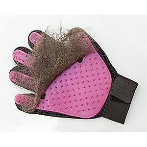 Safana Pet Grooming Glove - Gentle Deshedding Brush Glove - Efficient Pet Hair Remover Mitt - Massage Tool with Enhanced Five Finger Design - Perfect for Dogs & Cats with Long & Short Fur (Pink)
