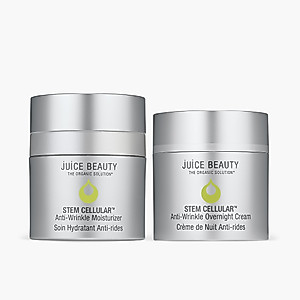 Juice Beauty Stem Cellular Day & Night Duo - Includes Anti-Wrinkle Moisturizer + Anti-Wrinkle Overnight Cream - Hydrates + Improves Fine Lines and Wrinkles - Vegan, Cruelty Free