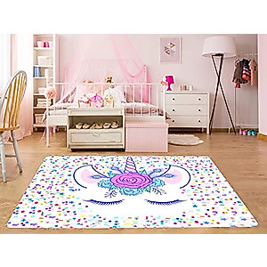 Area Rug Stars & Unicorn Area Rug for Living Room Bedroom Playing Room 5'x6'