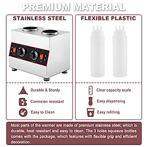 Saladulce Electric Cheese Sauce Warmer Nacho Cheese Dispenser Warmer with 22oz Bottles, Bottle Warmer for Cheese Chocolate Hot Fudge Caramel 86-185℉ 110V