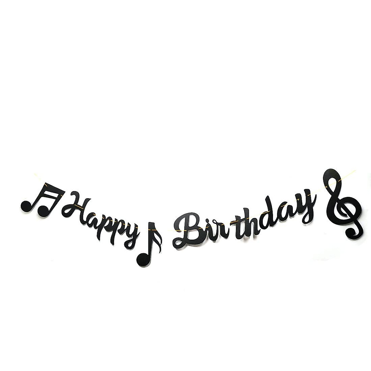 Paity Music Happy Birthday Banner Party Decorations, Notes Decorations Note Garland Black , Birthday, Theme Baby Shower School Bulletin Board Craft Home Wall Decor Pre-strung (Black)