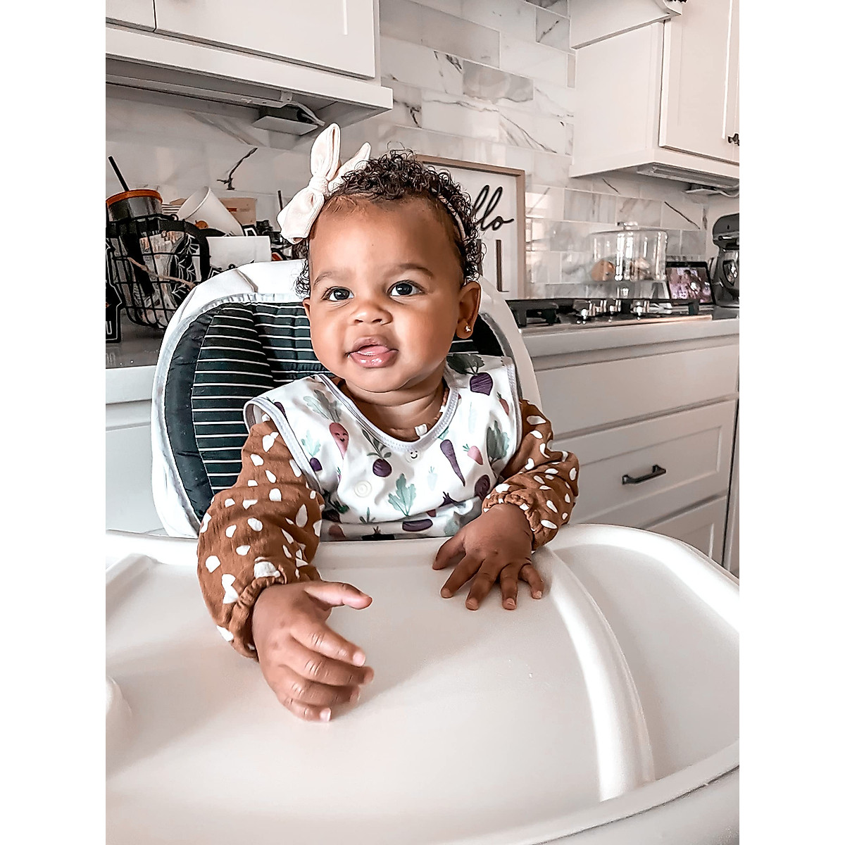 BapronBaby Root Veggies Bapron - No Neck Tie Safer Bib for Baby & Toddler - Soft Waterproof Stain Resistant - Machine Washable - Sz Baby/Toddler 6m-3T