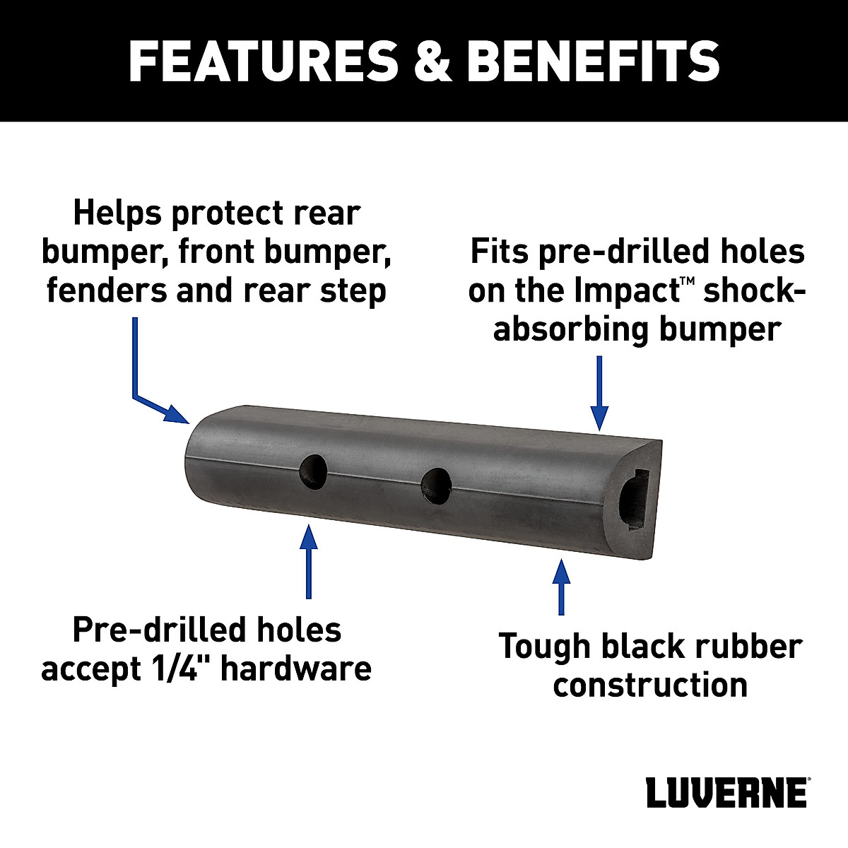 LUVERNE 2090615-3 10-Inch Universal Rubber Bumper Guard Protector Strips Loading Dock Rear Fender Pad Bump Stop, 3-Pack