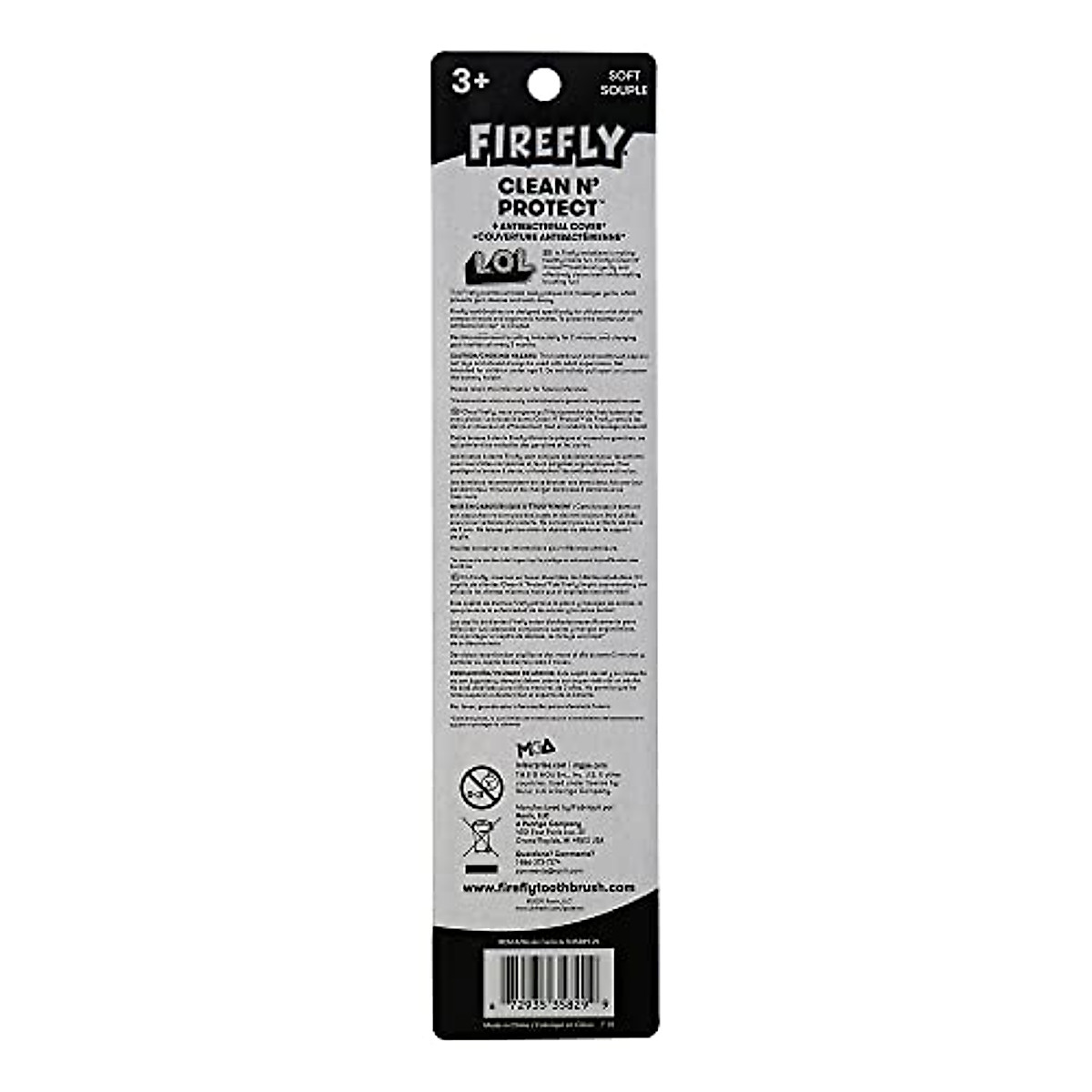 FIREFLY Clean N' Protect, L.O.L. Surprise! Toothbrush with hygienic Character Cover, Soft Bristles, Anti-Slip Grip Handle, Battery Included, Ages 3+, 1 Count