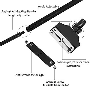 Fzone New Aluminum Magnesium Alloy Scraper Cleaner, Clean Brush with 10 Stainless Steel Blade for Aquarium Fish Plant Reef Tank Glass Cleaning Rotatable Head Extended to 26inch