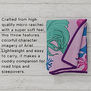 Franco Disney Princess Ariel The Little Mermaid Live Action Movie Kids Bedding Super Soft Plush Micro Raschel Throw, 46 in x 60 in, (Official Licensed Product)