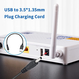 Duttek USB to DC Cable, 3.5x1.35 mm 5V DC Power Charging Cord, Electronics Barrel Jack Plugs USB 2.0 A Male to DC 3.5mm x 1.35mm Male Adapter Converter Cable(10 inch / 25cm)