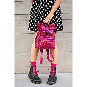 Loungefly Disney Minnie Mouse Magenta Sequin Women's Backpack One Size
