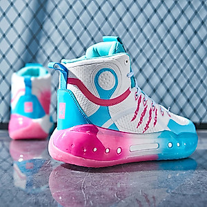 Mens Basketball Shoes Breathable Non Slip Running Fashion Sneakers Blue Pink