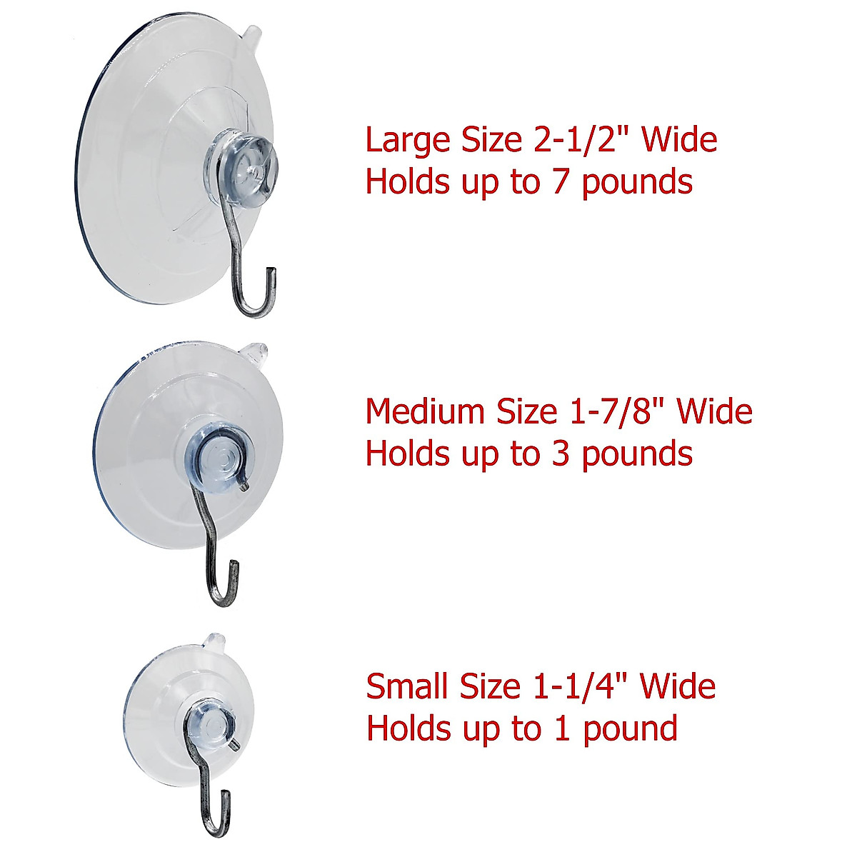 Projectpak Suction Cup Hooks Combo Pack - 10 Pack, Powerful Window Hanging Suction Cups for Glass, Mirrors, Stained Glass, Doors | 2 Large, 4 Medium, 4 Small