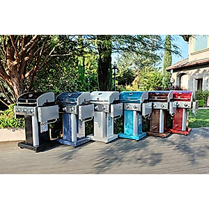 Kenmore 3-Burner Outdoor BBQ Grill | Liquid Propane Barbecue Gas Grill with Folding Sides, PG-A4030400LD-PE, Pedestal Grill with Wheels, 30000 BTU, Pearl White