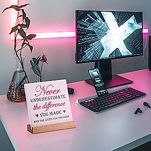 Happy Retirement Appreciation Gifts For Women, Boss Lady Gifts for Women, Office Plaque Sign Gift for Colleagues Coworkers- Never Underestimate The Difference You Made and The Lives You Touched