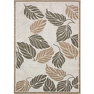 Unique Loom Outdoor Botanical Collection Area Rug - Augusta (7' 1" x 10' Rectangle, Beige/ Ivory)