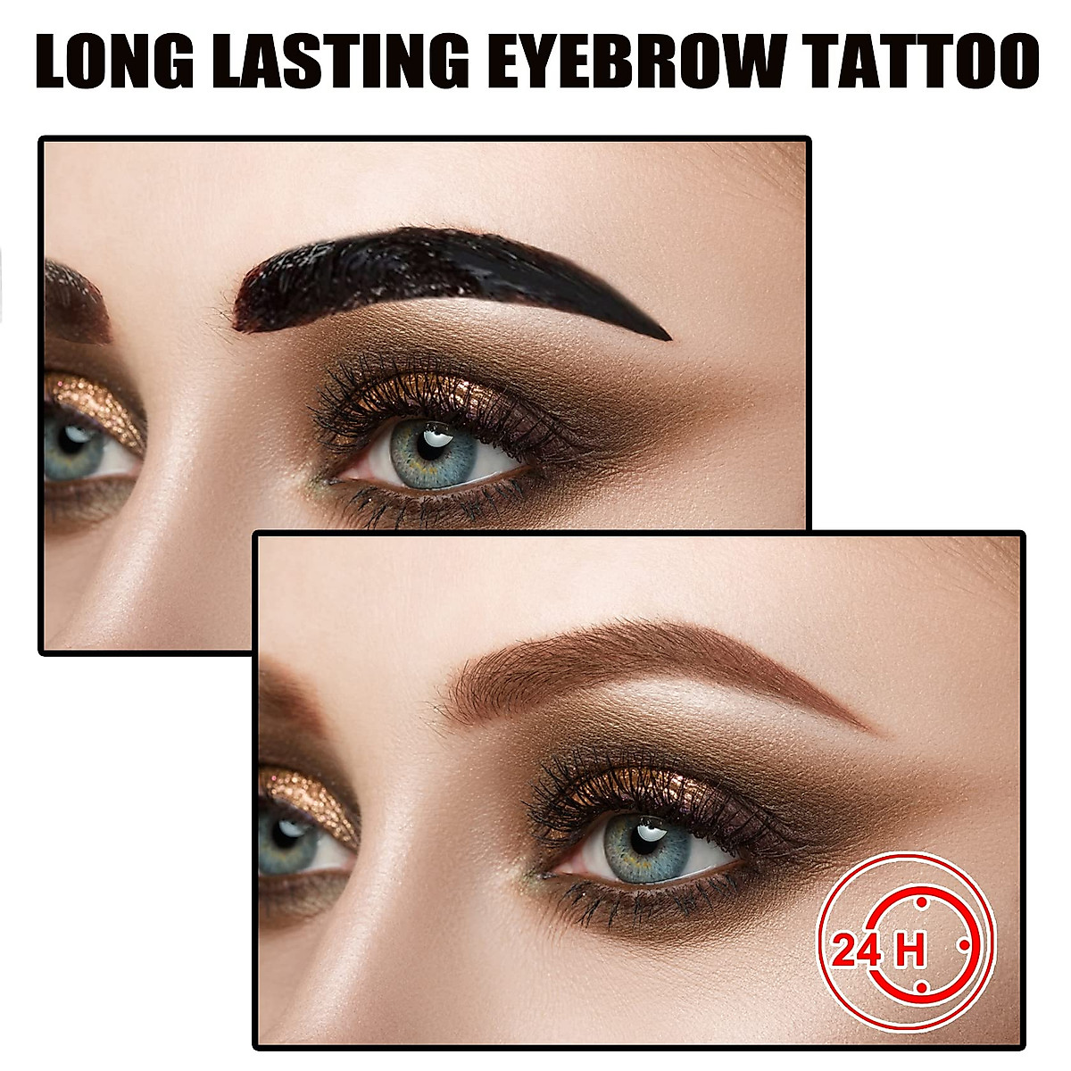 CAHIUYOA 1PCS Peel Off Tattoo Eyebrow Gel, Long-Lasting Waterproof Eyebrow Tattoo Makeup,Natural Elegant Eyebrow Tattoo Peel Off For All Types Of Eyebrows - Brown