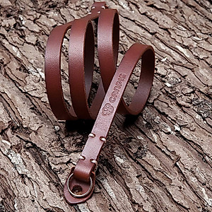 CANPIS Genuine Leather Camera Neck Shoulder Strap Compatible with Fujifilm Sony Olympus Panasonic Lecia Canon Nikon Mirrorless Compact Cameras (Brown, Retro Style, Slim Belt)