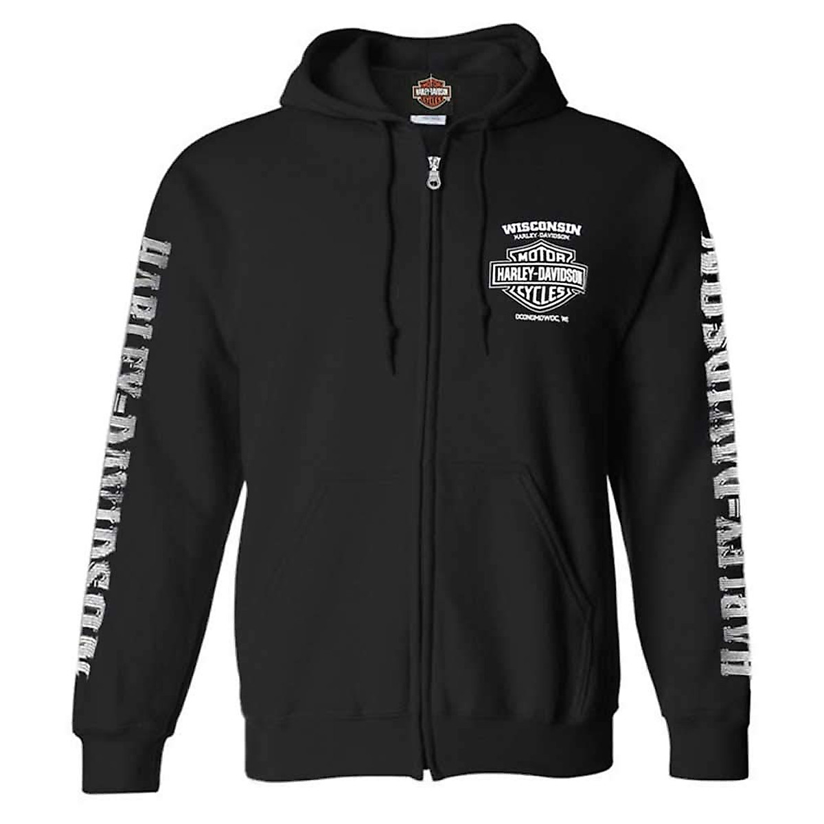 Harley-Davidson Men's Lightning Crest Full-Zippered Sweatshirt, Black (XL)