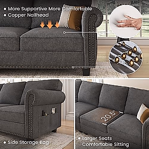 Nolany Convertible Sectional Sofa Couch, L Shaped Couch with Storage Ottoman Reversible Sofa with Chaise Small Sectional Couches for Living Room Set, Dark Grey