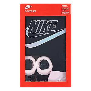 Nike Baby Girl's Hat Bodysuit Bootie Set (Infant) Black 0-6 Months