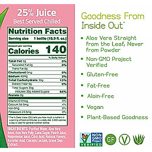 ALO Aloe Vera Juice Drink | COMFORT - Watermelon + Peach | 16.9 fl oz, Pack of 12 |Plant-Based Drink with Real Aloe Pulp
