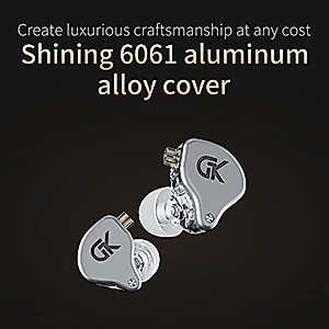 G.K Earbuds Wired Headphone 7BA+1DD Hybrid Driver HiFi Stereo Noise Cancelling IEM Earphone 3.5mm Jack Headphone with Detachable Audio Cable for Musicians DJ Guitarists Sport Gaming (Silver)