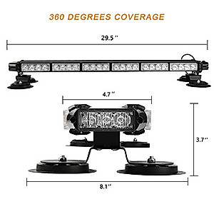 ASPL 29.5" 54 LED Strobe Light Bar Double Side Flashing High Intensity Emergency Warning Flash Strobe Light with Magnetic Base for Safety Construction Vehicles Tow Trucks Pickup (Green/White)