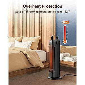 24" Space Heater, Acouto 1500W Portable Electric Heaters Indoor Use, Oscillating Ceramic Heater with Overheat & Tip-over Protection, ECO Mode, 12H Timer for Living Room, Bedroom, Office, Garage