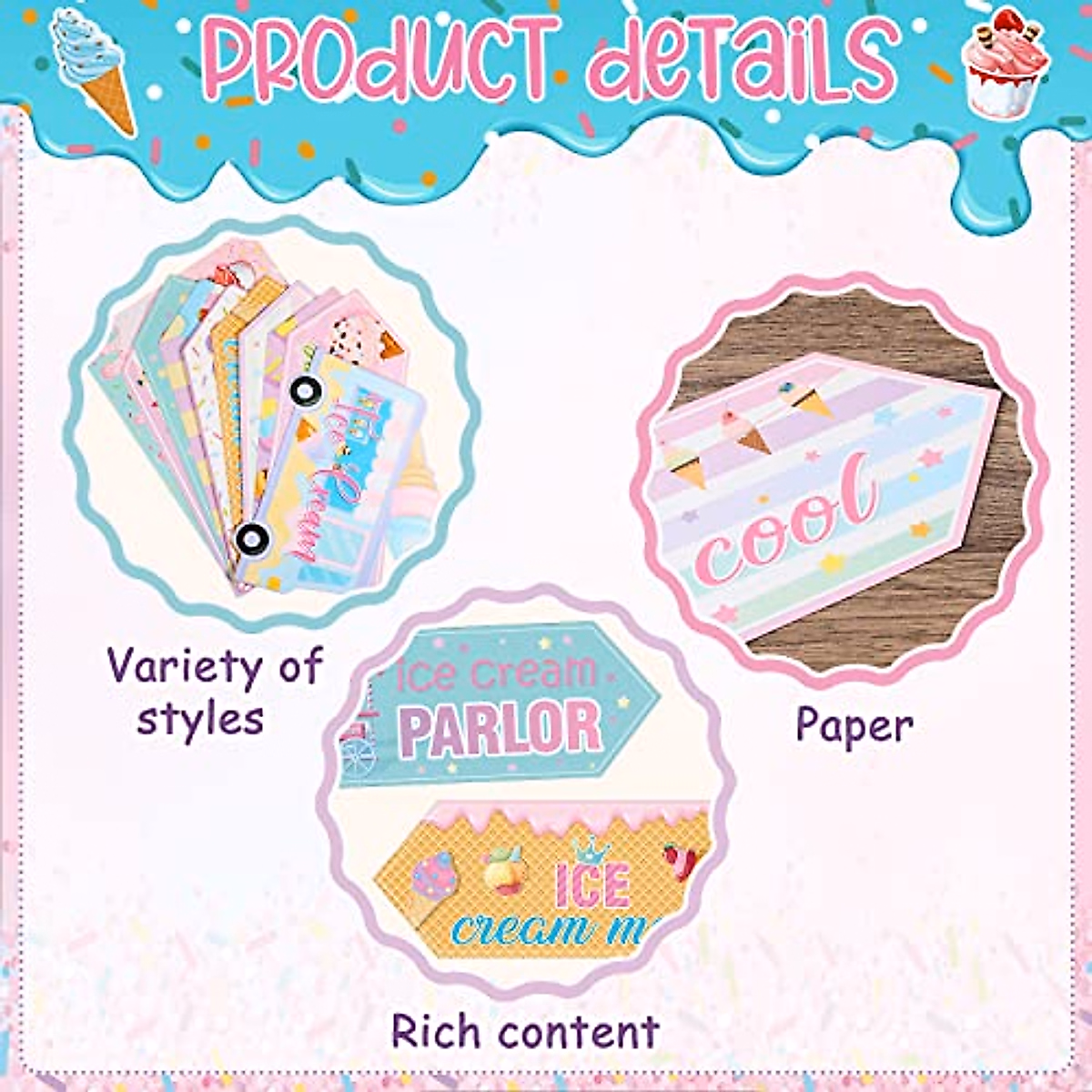 20 Pcs Ice Cream Party Decorations Ice Cream Party Sign Ice Cream Birthday Party Decorations Ice Cream Party Supplies Ice Cream Theme Party Decorations Street Photo Prop Cutouts for Home Party Decor