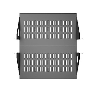 Jingchengmei 2U Cantilever Server Shelf Rack Mount-19 Inch 2 Piece Set Center Weighted for AV/Data Equipment Enclosure (2U2PC10V, black)