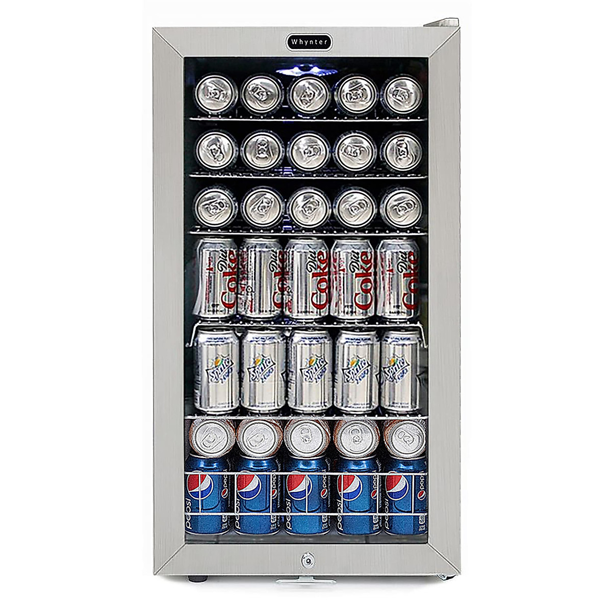 Whynter BR-128WS Beverage Refrigerator With Glass Door and Lock, Stainless Steel, 120 12-Oz. Can Capacity, 17 X 19 X 33 & WirthCo 40092 Drip Tray - Black - (22" X 22" X 1.5")