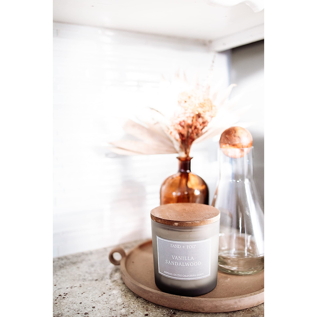 Sand + Fog Scented Candles - Vanilla Tobacco - Additional Scents and Sizes - 3 Wicks 100% Cotton Lead-Free - Luxury Air Freshening Jar Candles - Perfect Home Decor - 21 oz