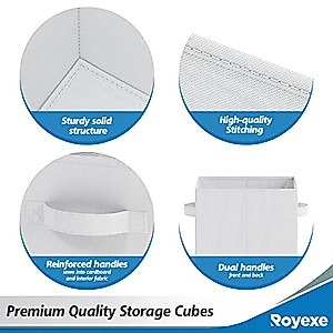 Royexe Cube Storage Baskets for Organizing - 11 Inch - Set of 8 Heavy-Duty Storage Cubes for Storage and Organization, Makes The Perfect Bins for Cubby Storage Boxes or Cube Storage Organizer (White)