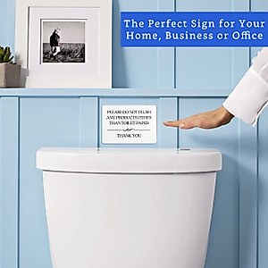 Do Not Flush Toilet Sign (White Acrylic 5 x 3.5 in) - Do Not Flush Feminine Products Sign - Bathroom Signs for Business - Airbnb Essentials for Hosts - Airbnb Signs