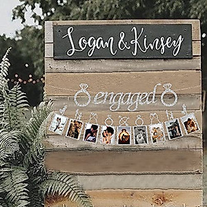 Silver Engagement Wedding Decorations, Silver Engaged Banner and Photo Banner for Engagement Wedding Party decor(Silver)