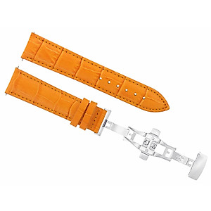 Ewatchparts 19MM LEATHER WATCH BAND STRAP FOR IWC PILOT PORTUGUESE + DEPLOYMENT CLASP ORANGE