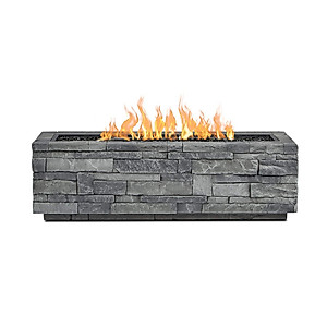 Real Flame CT0003LP-GLS Ledgestone Rectangle Fire Pit, Grey