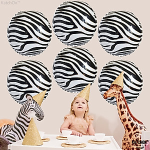 Large 22 Inch Zebra Balloons - Pack of 6 | Zebra Print Balloons for Black and White Party Decorations | Animal Print Balloons for Zebra Birthday Decorations | Zebra Balloon for Zebra Party Decorations