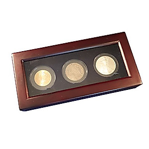 Wood Glass Top Display Box for 3 Extra Large or Air-Tite I Coin Capsules / 2" Challenge Coins