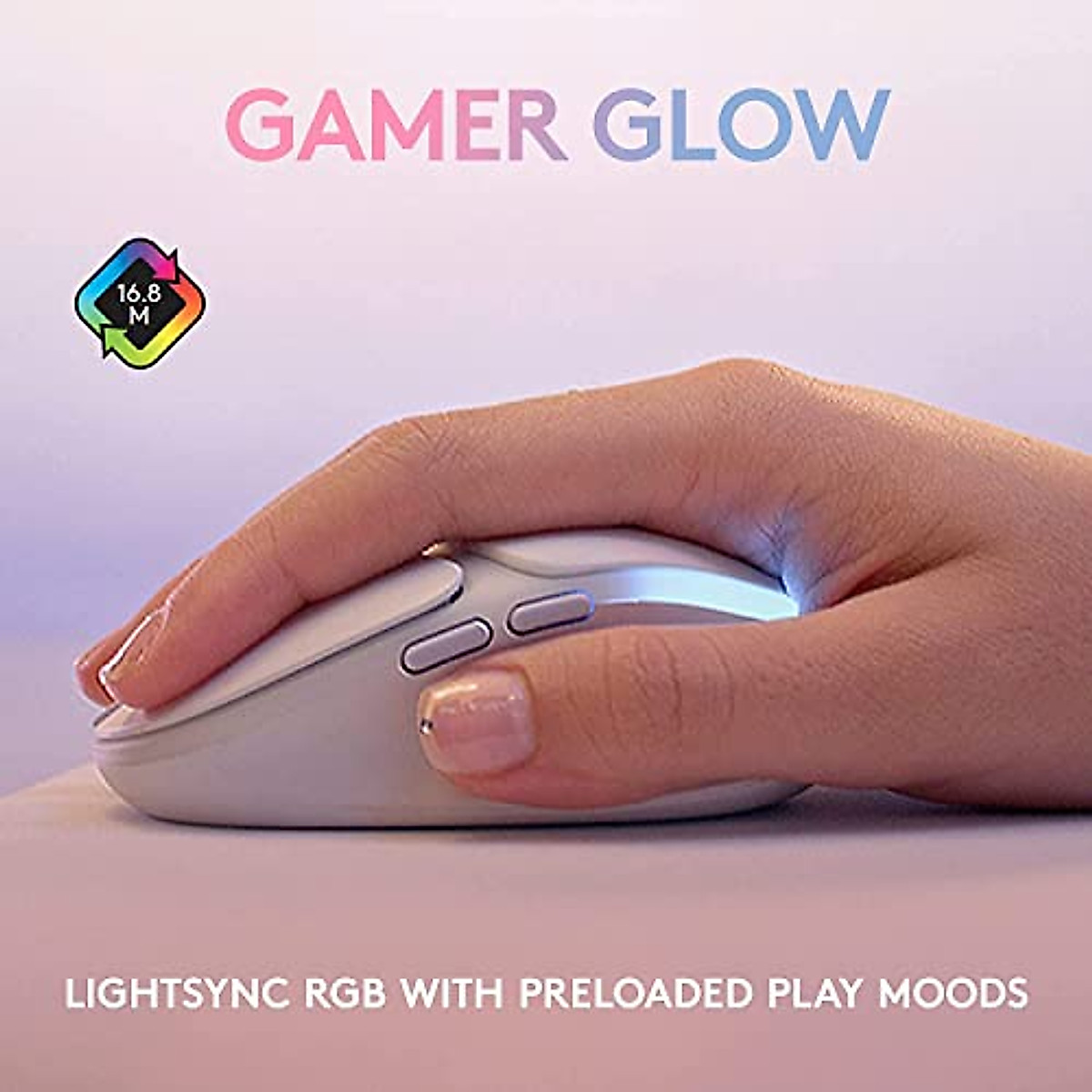 Logitech G705 Wireless Gaming Mouse, Customizable LIGHTSYNC RGB Lighting, Lightspeed, Bluetooth Connectivity, Lightweight, PC/Mac/Laptop - White Mist