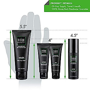 Tiege Hanley Men's Acne System - Level 1 | Acne Treatment Products for Men | Routine Set Contains: Face Wash, Moisturizer, Face Scrub & Salicylic Acid Acne Cream | Uncomplicated Skin Care for Men