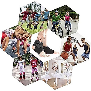 ONTYZZ 1 Pair Kids Ankle Brace Ankle Compression Sleeve Adjustable Ankle Support Brace for Football Basketball Dancing Black/S