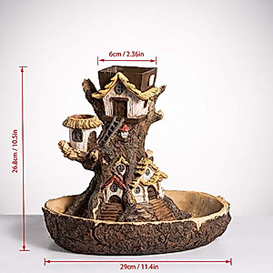 NCYP Fairy Garden Stump Resin Planter for Succulent Cactus (11.4x9.4x10.5 Inches) Multilayer Decorative Flower Pot, Indoor Gardening Miniature Tree Shape Sculpture (No Plants)