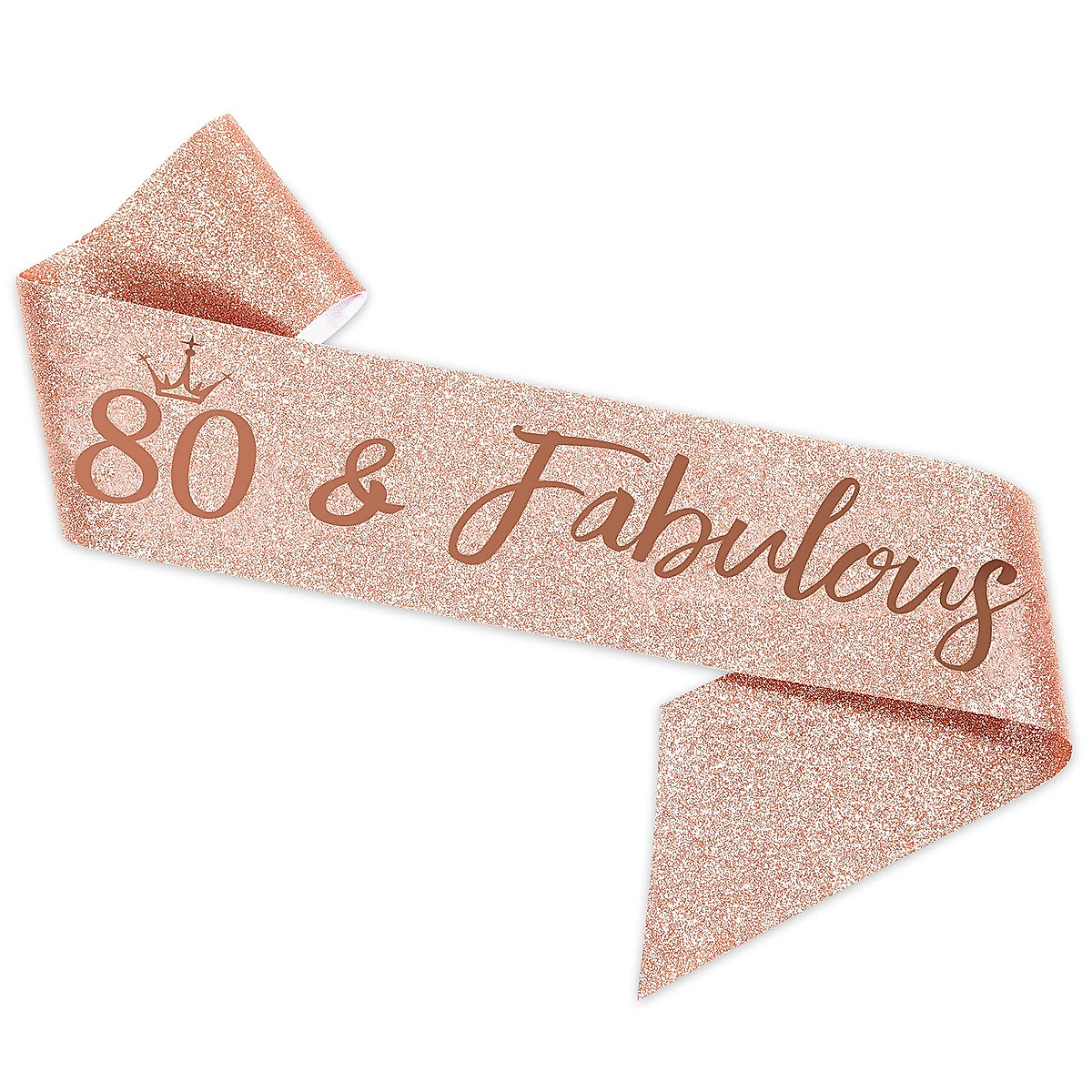80th Birthday Sash and Tiara for Women, Rose Gold Birthday Sash Crown 80 & Fabulous Sash and Tiara for Women, 80th Birthday Gifts for Happy 80th Birthday Party Favor Supplies
