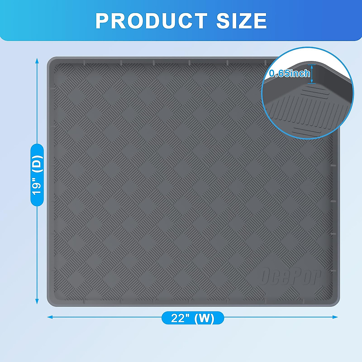 Under Sink Mat 22" x 19", Under Sink Mats for Kitchen Waterproof, Under The Sink Mat Waterproof for Bottom of Kitchen Sink, Silicone Under Sink Liner Tray, Under Sink Protector Mats(Dark Grey)