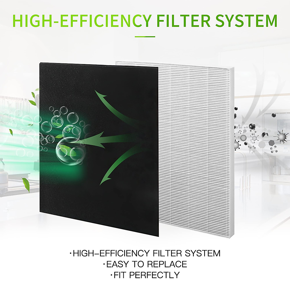 I clean Repleaement Winix C545 Filter, 2pcs HEPA Filters + 8 pcs Carbon Pre Filters Compatible with Winix C545,Replaces Winix S Filter 1712-0096-00