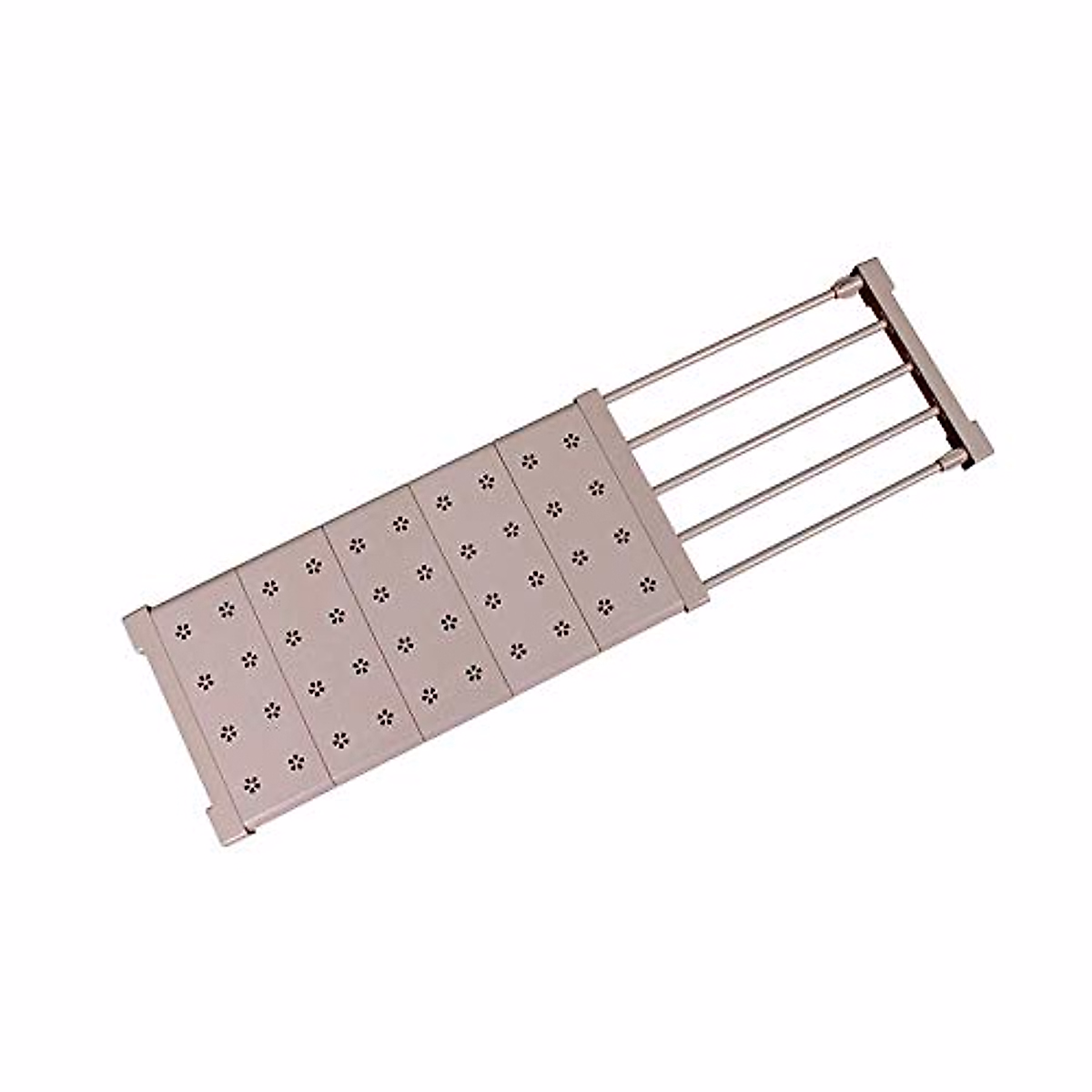 Ifever Adjustable Closet Tension Rod Shelf Expandable Organizer Divider Separator for Cabinet Wardrobe Cupboard Kitchen Bathroom (Beige, 11-15 Inch)