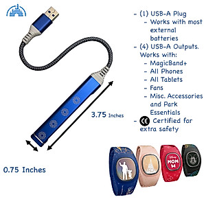 Kaizen Kreations MultiCharger for MagicBand+, MagicBand + & Magic Band Compatible with FuelRod and Other External Battery. Disney World Accessories for Trip to Disneyland or Cruise (USB-A, 1-Pack)