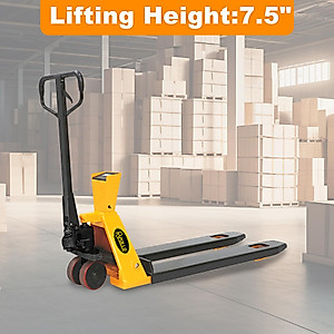 APOLLO Scale Pallet Jack Manual Hand Truck, Lb/Kg Switchable Electronic Digital Scale, 1lb Readability, 4400lbs Capacity 48"x27" Fork for Heavy Duty Warehouse Supermarket, Logistics Center