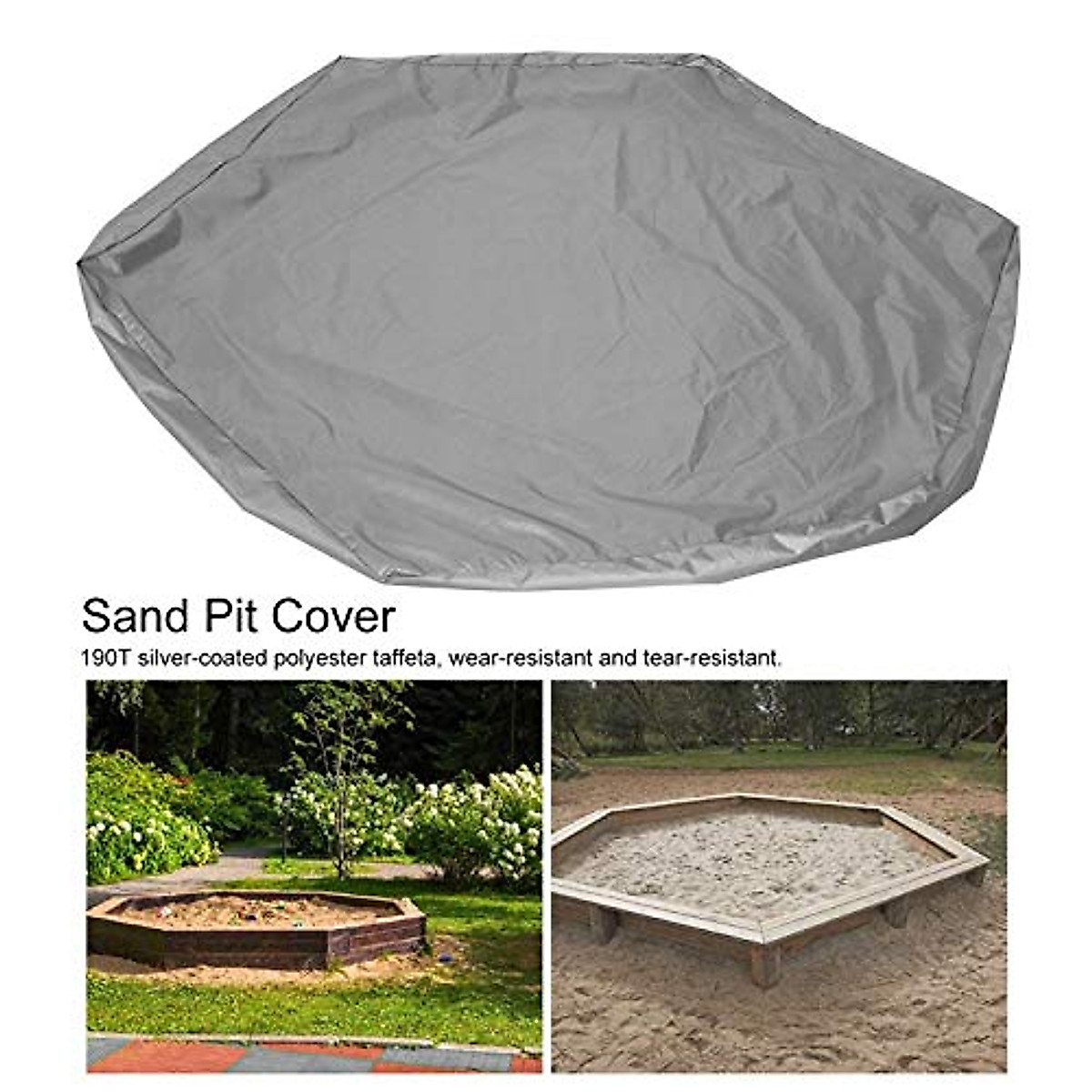 Hztyyier Sand Pit Cover Hexagonal Design Garden Sunblock Shade Cloth Cover for Household Bathing Pool Courtyard Yard (Gray)